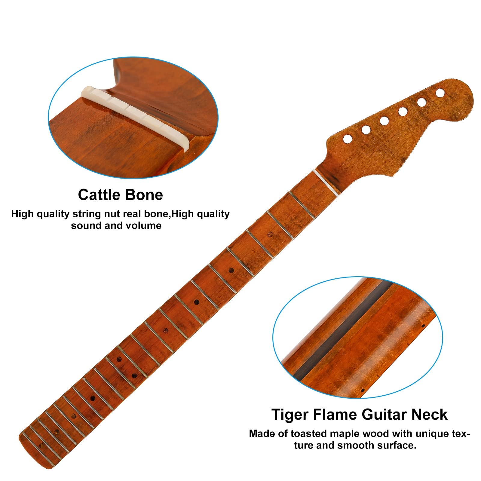 21 Frets Electric Guitar Neck Collection Series Canadian Maple for ST Parts Replacement