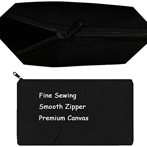 N*A Large Black Canvas Makeup Bag Multi-Purpose Cosmetics Bag with Zipper Cotton Canvas Travel Toiletry Pouch Pen Coin Bag DIY Craft Bag - 10 Pack