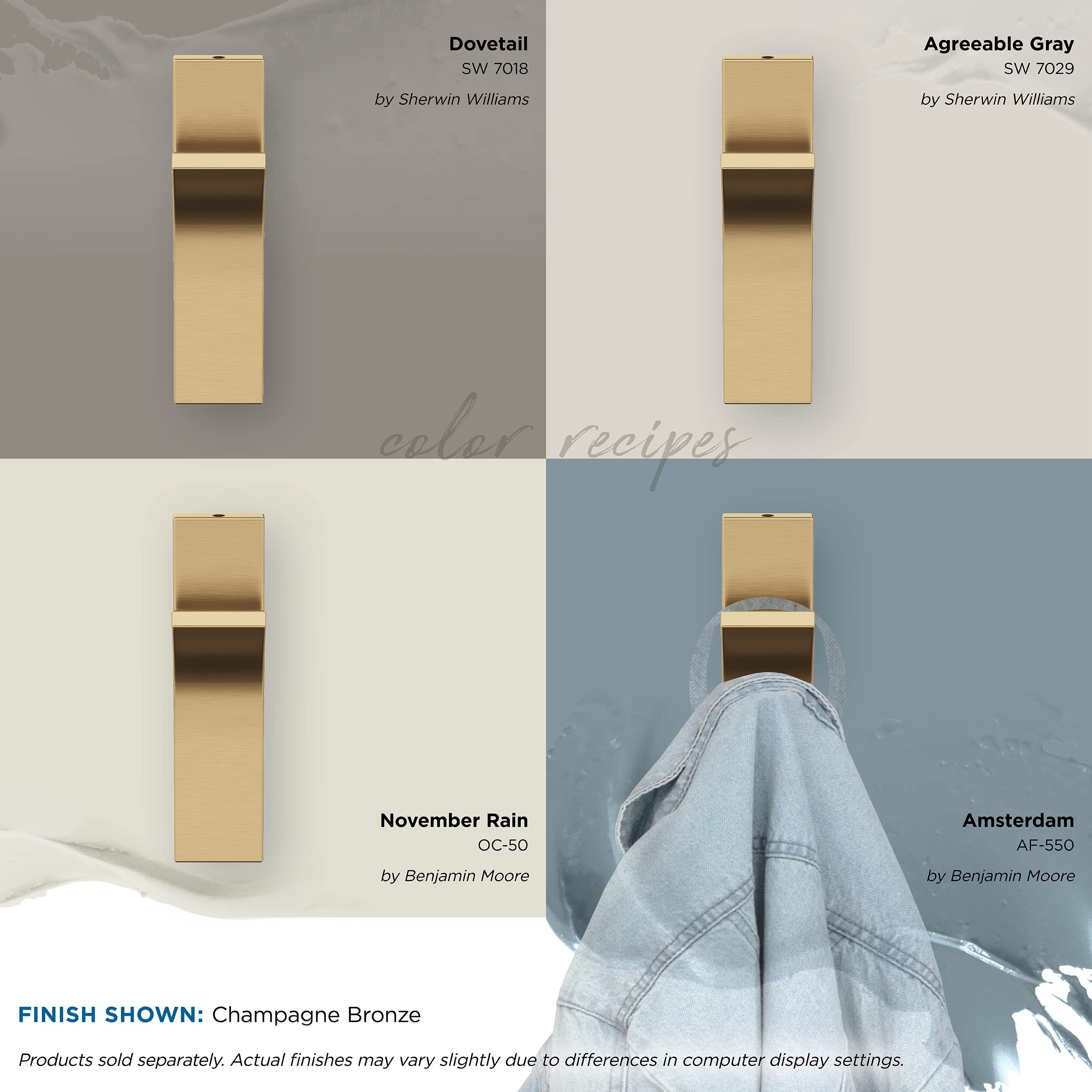 Amerock HBX37014CZ | Apex Single Prong Decorative Wall Hook | Champagne Bronze Hook for Coats, Hats, Backpacks, Bags | Hooks for Bathroom, Bedroom, Closet, Entryway, Laundry Room, Office