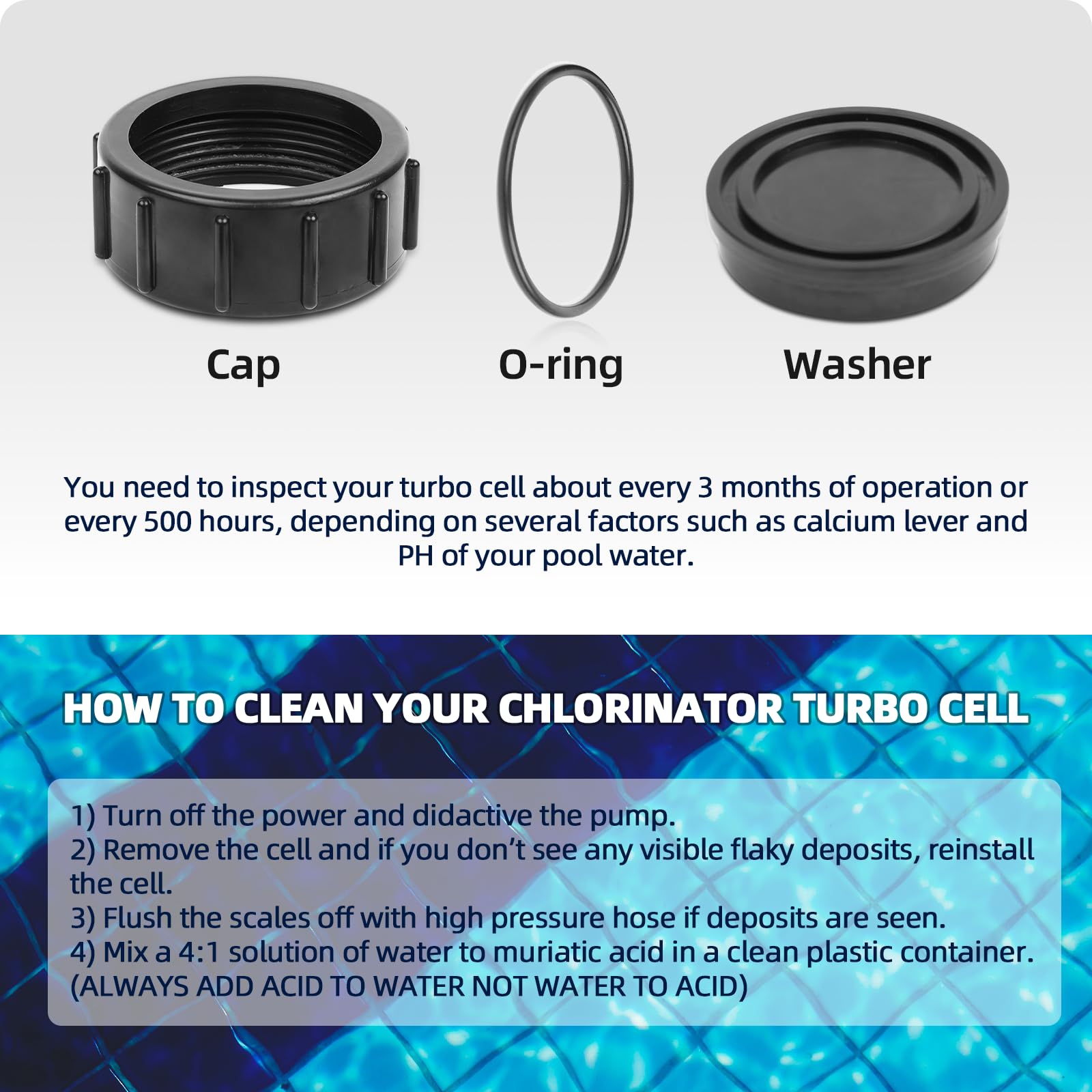 AR-PRO 520670 The Exact Acid Washing Kit Replacement | Compatible with All Pentair Intellichlor Salt Chlorinator Models| Made of Premium, Heavy Duty Plastic - Improving the Parts Lifespan by 50%