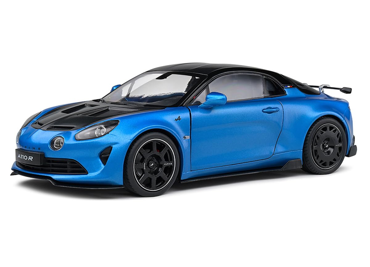 2023 Alpine A100 Radicale Blue Metallic with Carbon Hood and Top 1/18 Diecast Model Car by Solido S1801619