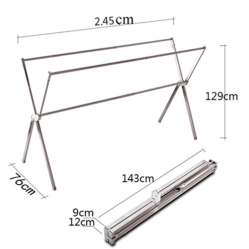 iEllevie Foldable Double Rods Stainless Steel Expandable Clothes Drying Rack 55 to 95 Inch