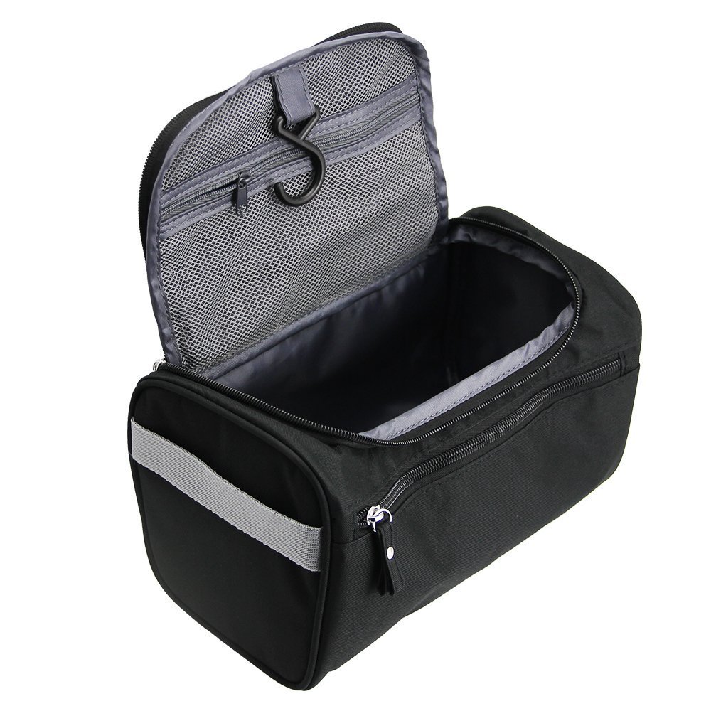 TravelMore Hanging Travel Toiletry Bag Organizer & Bathroom Hygiene Dopp Kit with Hook for Traveling Accessories Toiletries Bathroom Shaving & Makeup for Men and Woman - Black