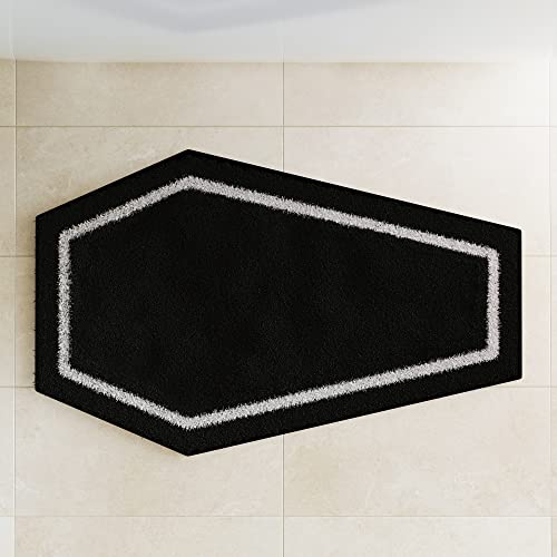 Coffin Bath Mat Halloween Rug - Black Gothic Home Decor - Goth Decor for Bathroom Bedroom Kitchen Room - Coffins Halloween Door Mat - Horror Gothic Gift Spooky Gifts Gothic Rugs Wednesday Addams Decor