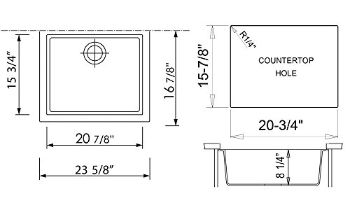 ALFI brand AB2420UM-W Undercount Single Bowl Granite Composite Kitchen Sink, 24", White