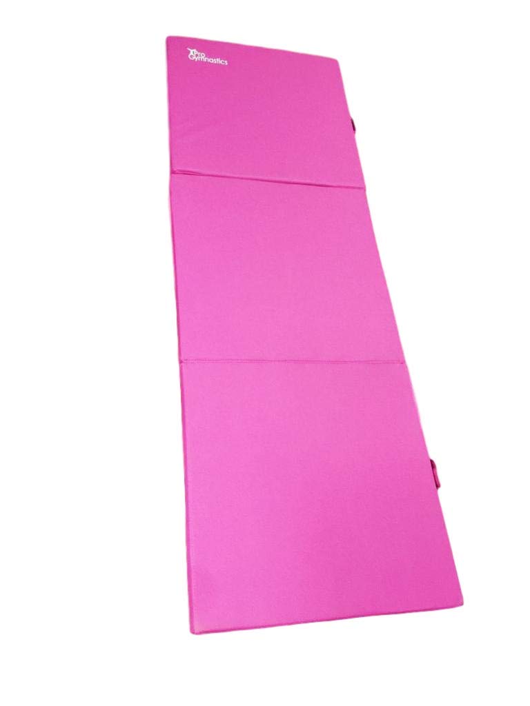 5 Star TD Gymnastics Mat 2x6 Tri-Fold 2" Thick Folding Exercise Tumble Mat with 2 Carrying Handles for Gymnastics, Yoga, Aerobics, Mixed Martial Arts, Home Gym Exercise Workout Mat Pink
