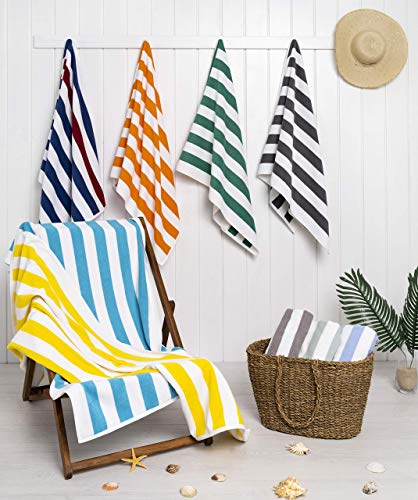 American Soft Linen Beach Towel, Cabana Striped 100% Cotton Pool Towels, 30x60 in Oversized Beach Towels, Soft Absorbent Sand Free Swim Towels, Mint Green