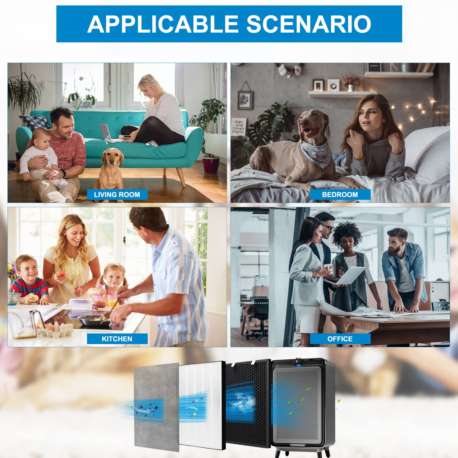 Air220 Air320 HEPA Filter Replacement Compatible with Bissell Air220 Air320 2768A 2609A Air Purifier, Include 2 Pack True HEPA Filter + 6 Pack Pre Filter, 1 Pack Activated Carbon Filter