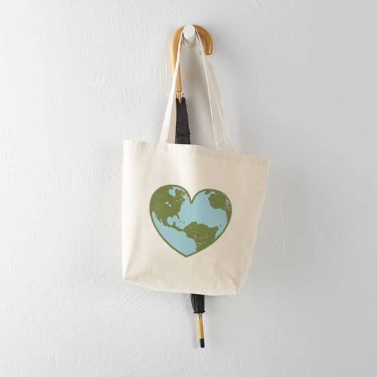 CafePress Earth Love Tote Bag Natural Canvas Tote Bag, Reusable Shopping Bag