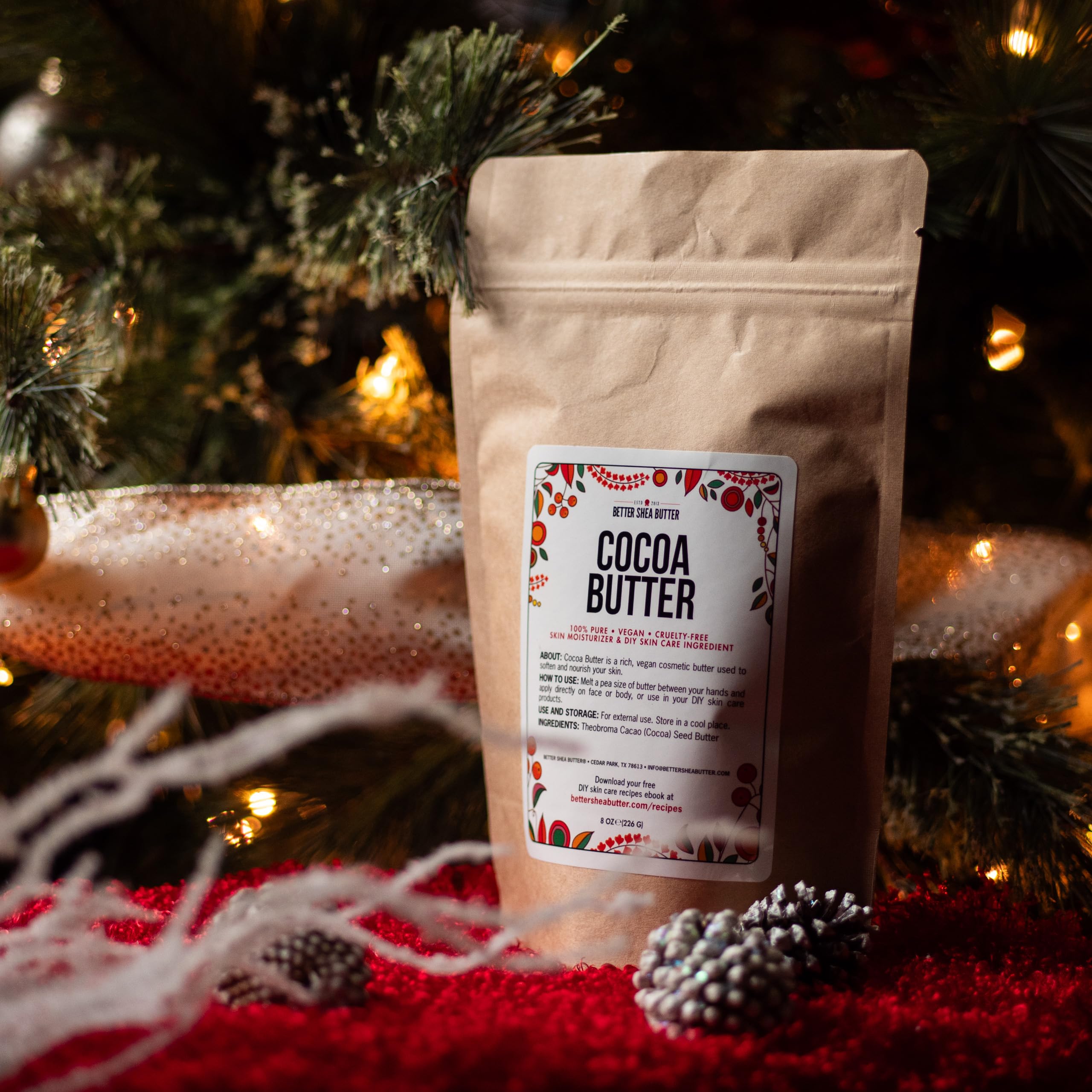 Better Shea Butter Cocoa Butter - 8 oz Block, Deeply Moisturizes Skin, Diminishes Scars, Stretch Marks, Soothes Dry Skin