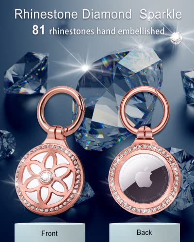 Airtag Holder,Metal Badge Rhinestone Airtag Key Chain,Diamonds Shine Air Tag.Holder Keychain,Air Tag Key Chain Compatible Apple Air tag