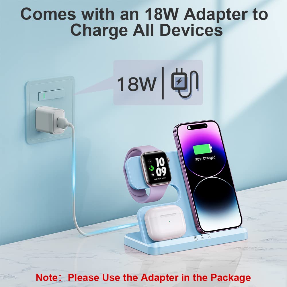 ๐ฎ๐ฌ๐ฎ๐ฏ ๐ก๐ฒ๐ JARGOU 3 in 1 Wireless Charging Station Wireless Charger for iPhone 14 13 12 11 Pro Max/X/8 Charging Station for Multiple Devices for Apple Watch for AirPods 2/3/Pro/Pro 2