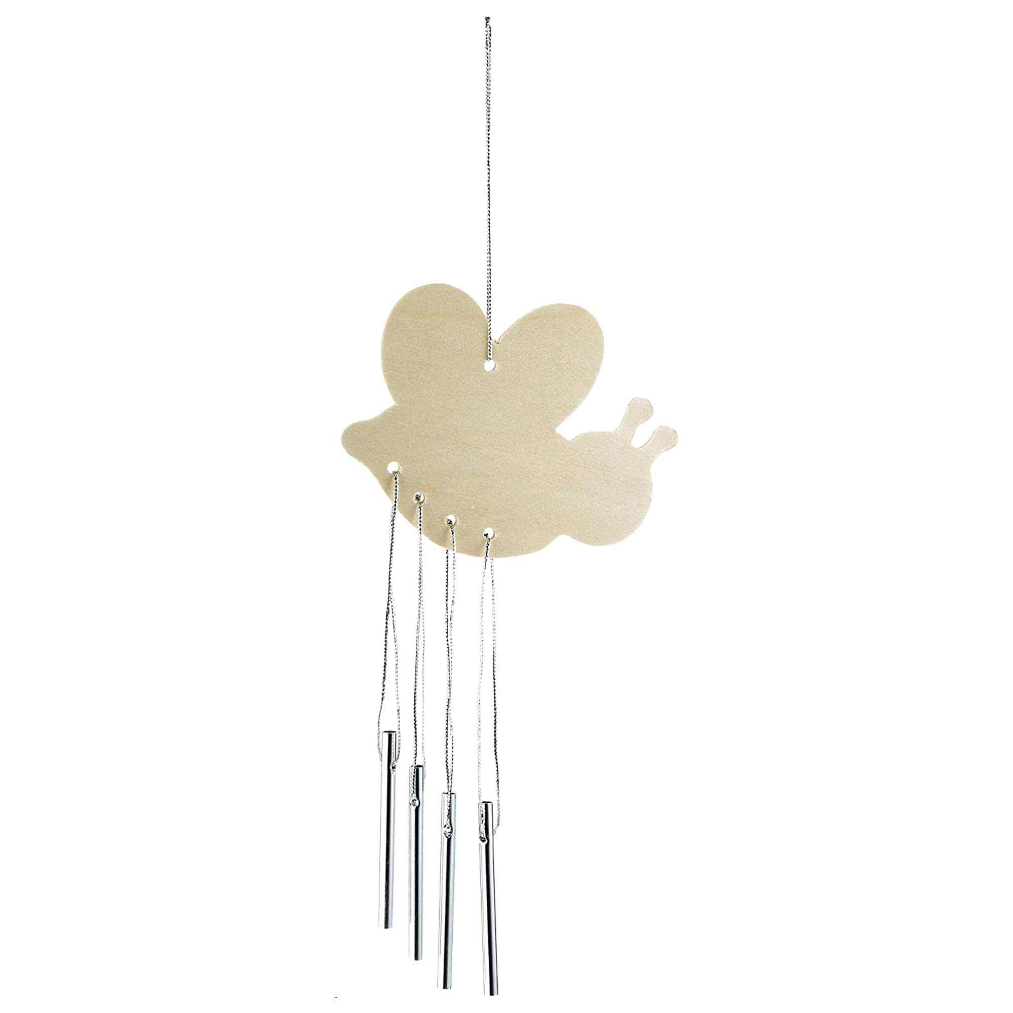 Baker Ross-E8743 Wildlife Wooden Windchimes, Perfect for Children to Design and Decorate, Ideal for School, Home Craft Group Activities (Pack of 4), 10cm, 4 Pack