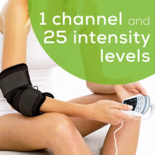 Beurer EM34 TENS Unit Muscle Stimulator, 2-in-1 Knee & Elbow TENS Machine, E-Stim Device for Knee Pain Relief with 25 Intensity Levels, Electric Massager with Universal Brace