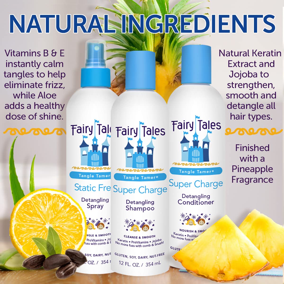 Fairy Tales Tangle Tamer Super Charge Detangling Shampoo for Kids - Paraben Free, Sulfate Free, Gluten Free, Nut Free - 32 oz
