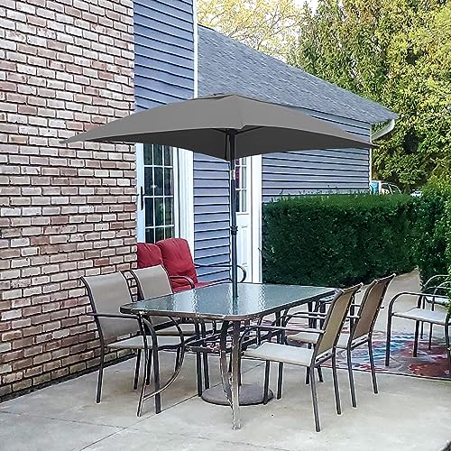 AMMSUN 6.5 x 4.5ft Rectangular Patio Umbrella Outdoor Table Umbrella Steel Pole and Fiberglass Ribs, Grey