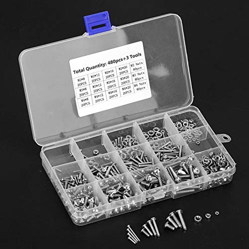 Screw 480Pcs M2/M3/M4 Stainless Steel Screw Machine Screws & Bolts for Laptop/Phone/PC/Hard Disk/Keyboard Fasteners tornillos