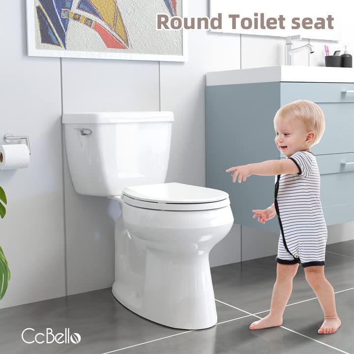 Round Toilet Seat, Slow Close Quick-Release Hinges, Heavy Duty Soft Close, Quiet-Close Lid And Seat For Standard Toilets, Easy To Install And Clean, Never Loosen, White(16.5β)