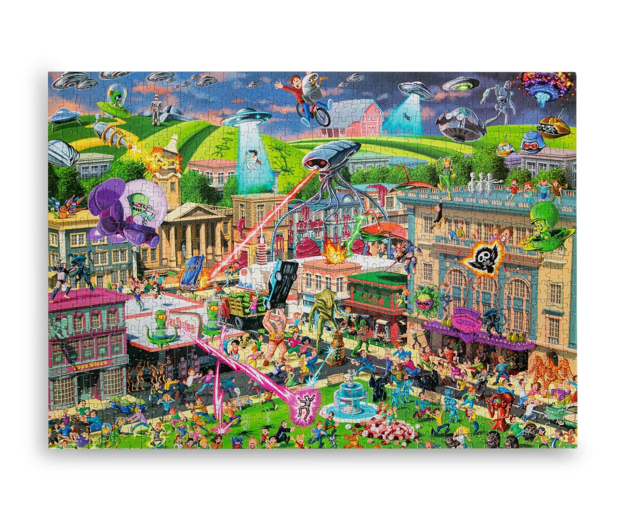 Alien Attack Sci-Fi Classics 1000-Piece Jigsaw Puzzle for Adults | Interactive Brain Teaser, Educational Toys & Games, Home Activities Building Kit for Creative Play | Nostalgic Gifts and Collectibles