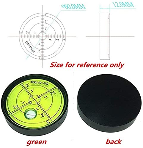 60x12mm With magnet High precision horizontal bubble Aluminium Case Bullseye Spirit Bubble Surface Level Round Inclinometers for Surveying Instruments ,Accuracy 15'/2, (Without magnet)