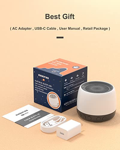 elesories White Noise Machine, Sound Machine with13 Non Looping Natural Soothing Sounds for Adults Baby Sleeping, Also Be Used as a Multifunctional Speaker for Home, Office Privacy | Nursery | Travelā¦