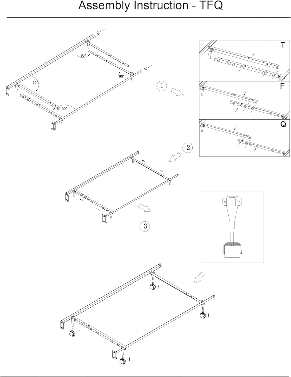 Liveasy Furniture Heavy Duty Adjustable Metal Full/Twin/Queen Size Bed Frame with Rug Roller Wheels (Twin/Full/Queen)
