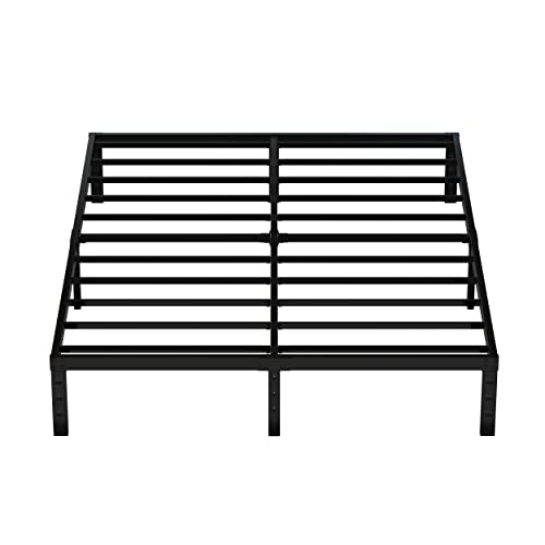Maenizi 12 Inch Bed Frame Queen Size No Box Spring Needed, Heavy Duty Queen Platform Metal Bed Frame Support Up to 3000 lbs, Easy Assembly, Noise Free, Black