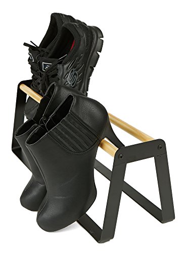 Mind Reader Shoe Rack, Slipper Rack, Shoe Organizer Stand for Heels and Sneakers, Black