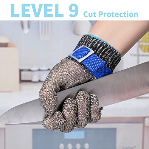 ARCLIBER Level 9 Cut Resistant Glove Stainless Steel Wire Metal Mesh Butcher Glove for Meat Cutting Oyster Shucking Chopping and Peeling