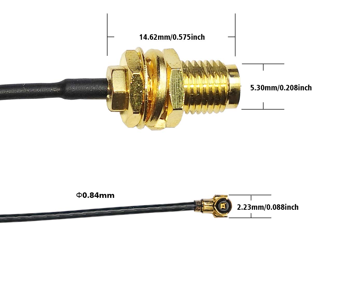 Tenmory UFL to SMA M.2 NGFF U.FL to RP-SMA Female MHF4 IPX4 IPEX4 Ipex Connector Pigtail Antenna Extension Cable (15cm (2 Pcs))