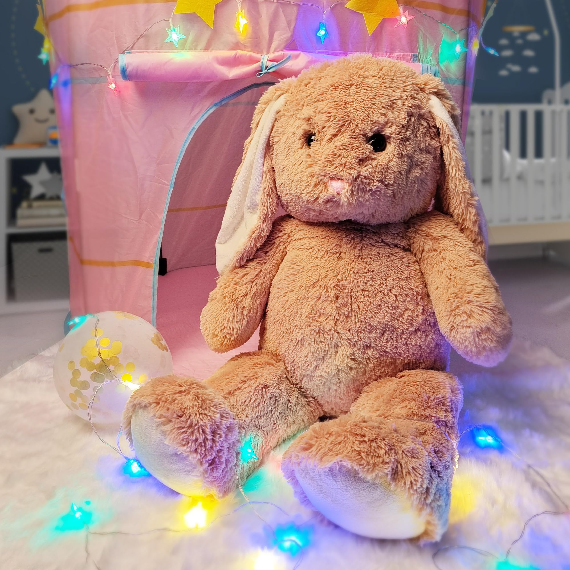 BenBen Bunny Stuffed Animal, 36" Jumbo Soft Rabbit Plush Toy, 3FT Lop-Eared Brown Bunny Plushie