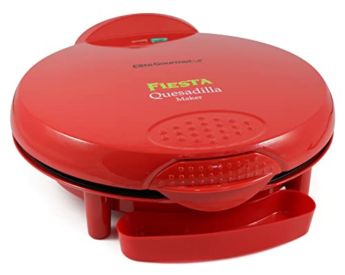 Elite Gourmet EQD-118 Non-Stick Electric, Mexican Taco Tuesday Quesadilla Maker, Easy-Slice 6-Wedge, Grilled Cheese (Red)