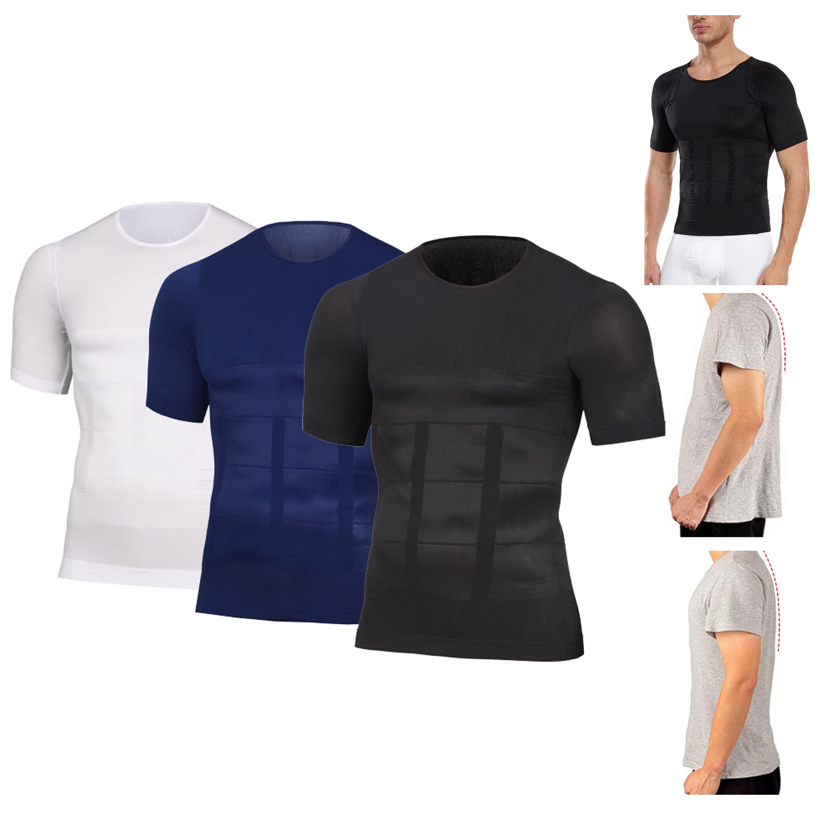 2023 New SlimBody Gynecomastia Compression Top,Mens Slimming Chest Compression Shirt Body Shaper (3 Color,L)