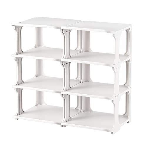 Amllas Shoe Rack for Closet, Stackable , Adjustable Shoe Organizer Shelf for Entryway, Small Shoe Storage Space Saver for Women Kids