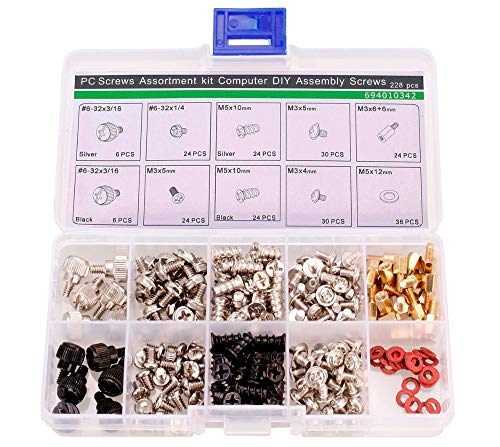 Screw 228PCS Computer Case Motherboard Fan Hard Drive Screw Assortment Kit with