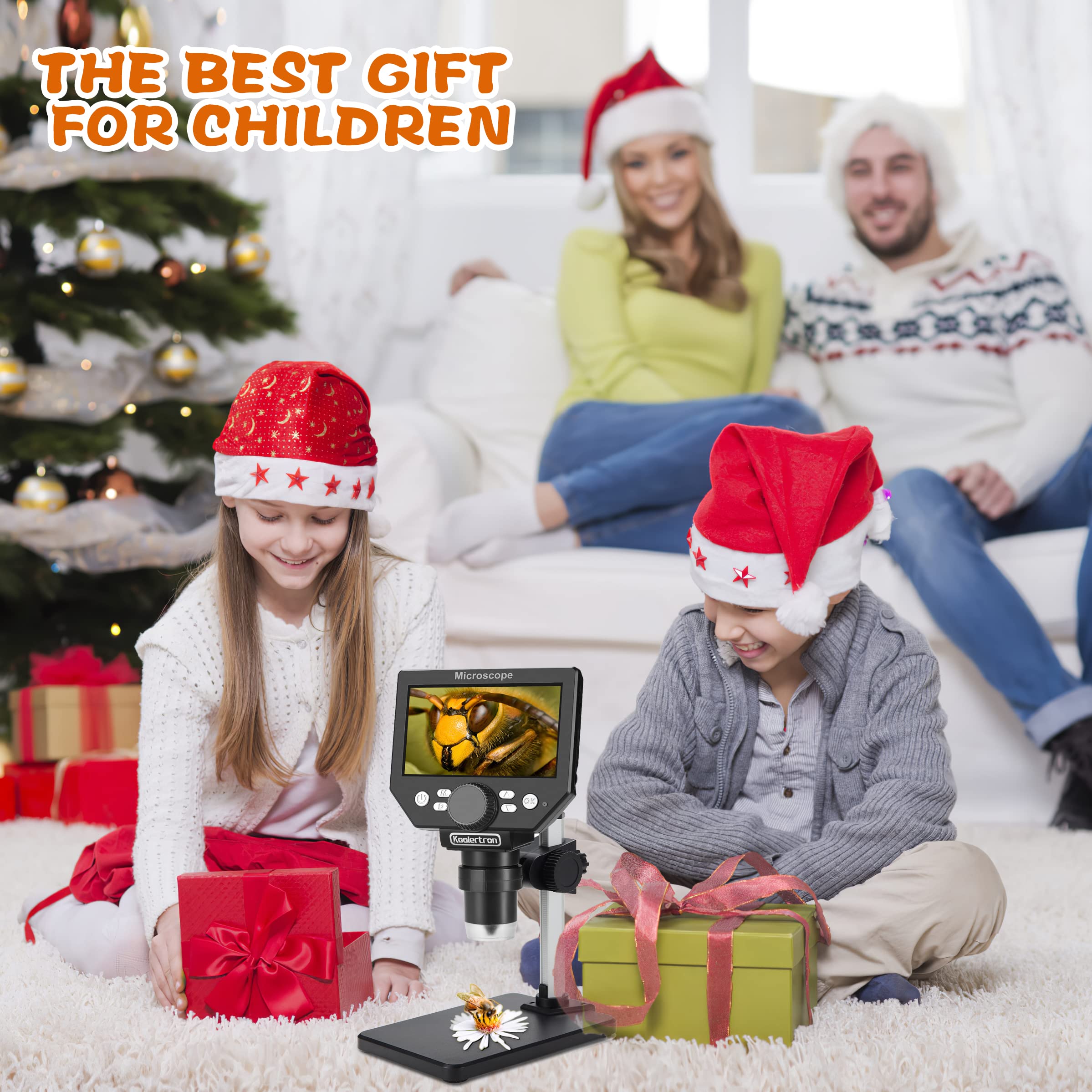 Koolertron 4.3 inch LCD Digital USB Microscope,8MP 1-1000X Magnification Handheld Digital Microscopes,8 LED Light,Rechargeable Battery,Microscope for Coins/Plant/Rock/Circuit Board