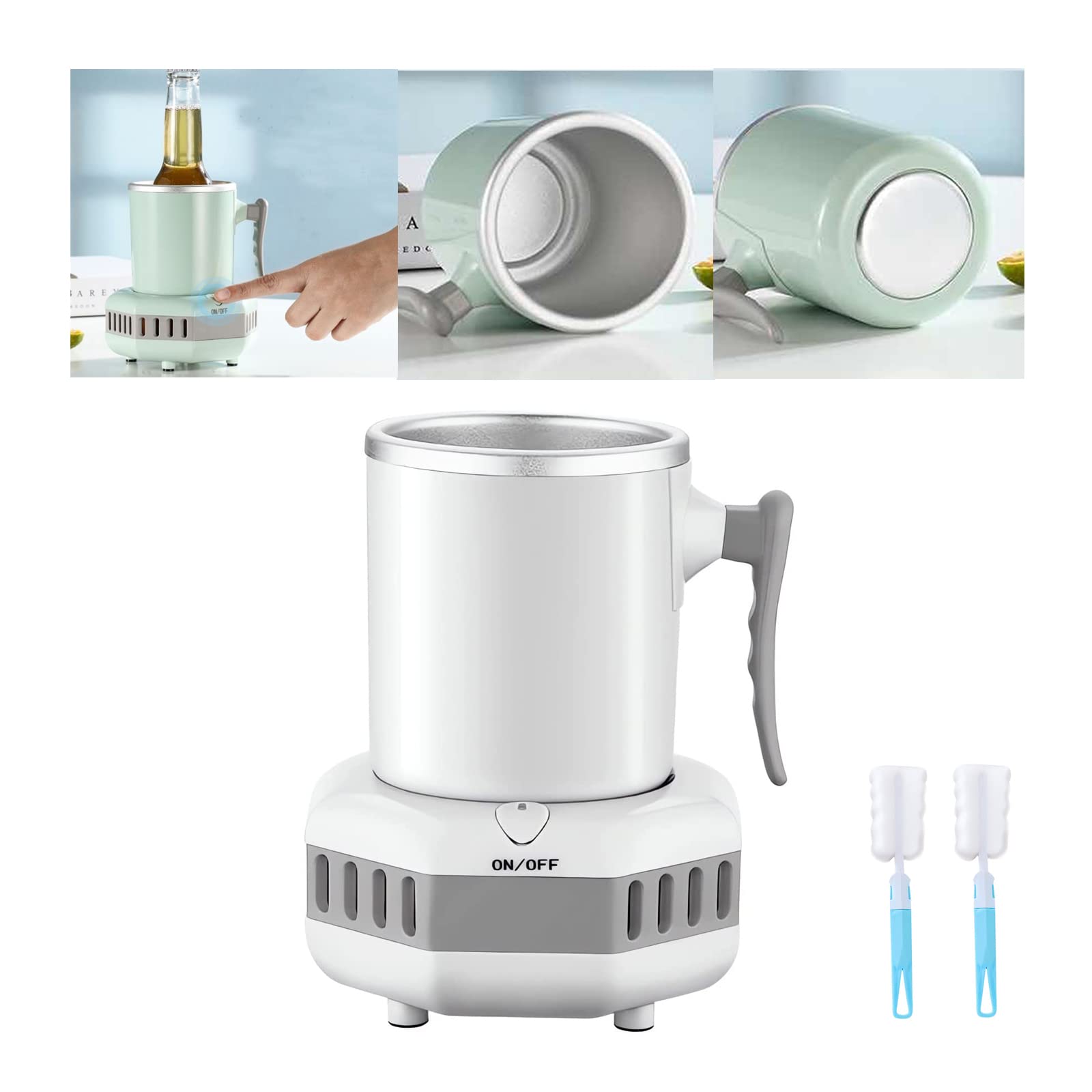 2023 Newest Quick Rrink Cooling Cup - Portable Mini Summer Rapid Drink Water Coolers, Car Travel Beverage Instant Cup Cooler, Mini Fridge Kettle Electric Drink Chiller for Beer Wine Coffee (D-White)