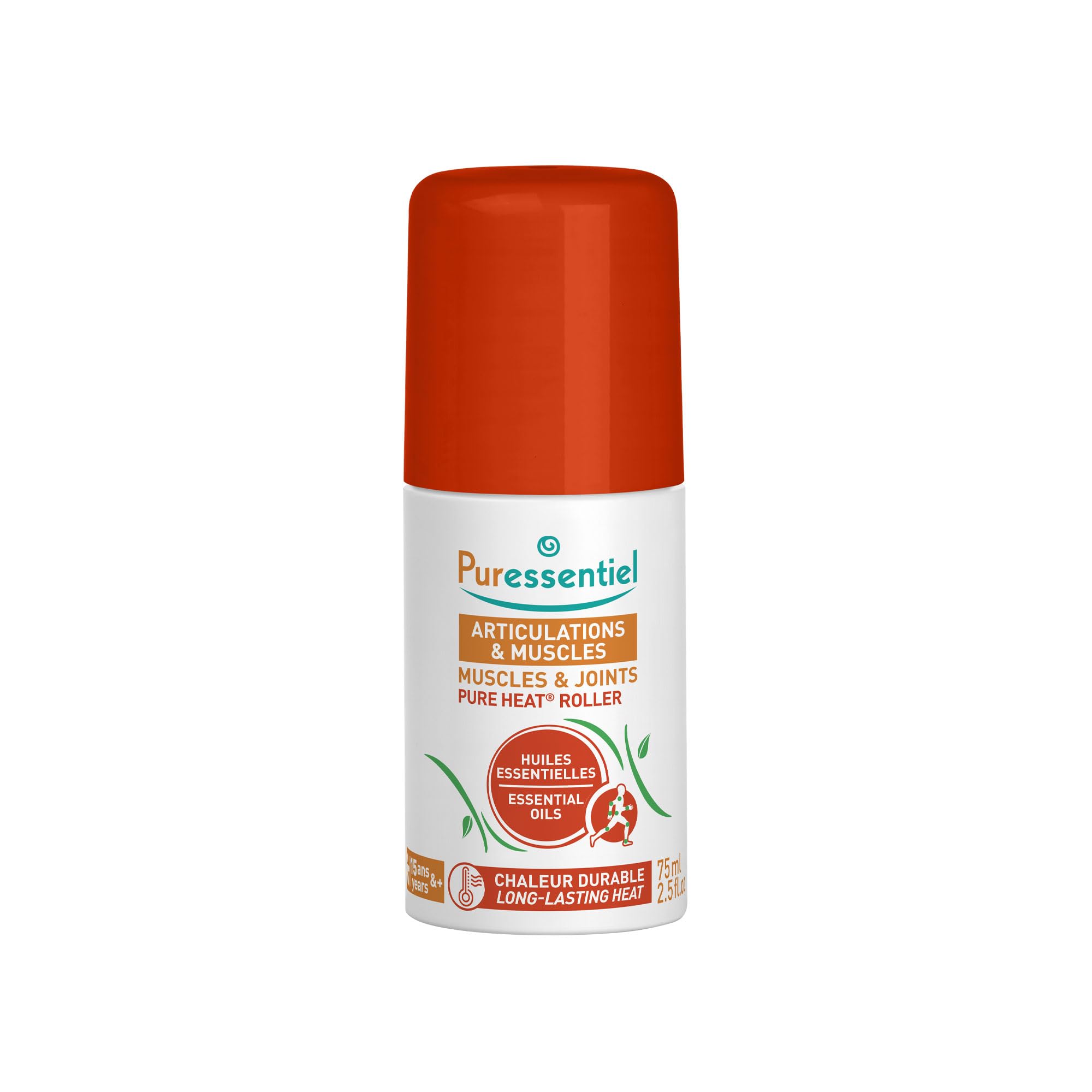 Puressentiel Muscles and Joints Pure Heat Roller - Essential Oil Roll-On for Soothing Joints and Muscles - Warm Sensation Eases Stiffness - 2.5 oz