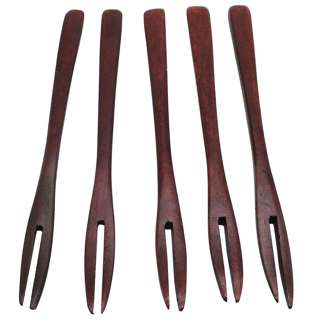 5 Pack Wooden Forks for eating Desserts, Chips, Snacks, Cereal, Salad, Fruit, Eco-friendly Japanese Wood Salad Dinner Fork Tableware Dinnerware for Kids Adult