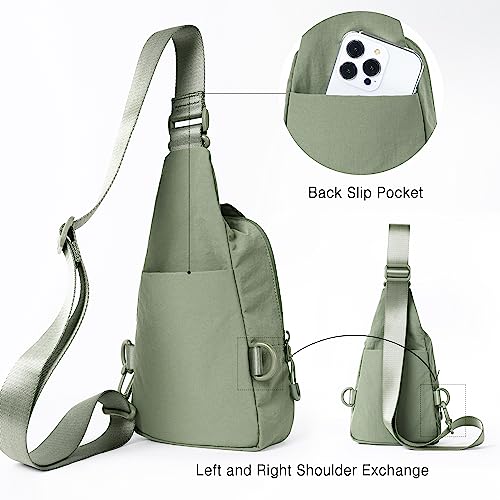 ASLABCREW Sling Bag with Adjustable Strap, Crossbody Daypack Chest Bag Small Backpack for Hiking Traveling, Sage Grey