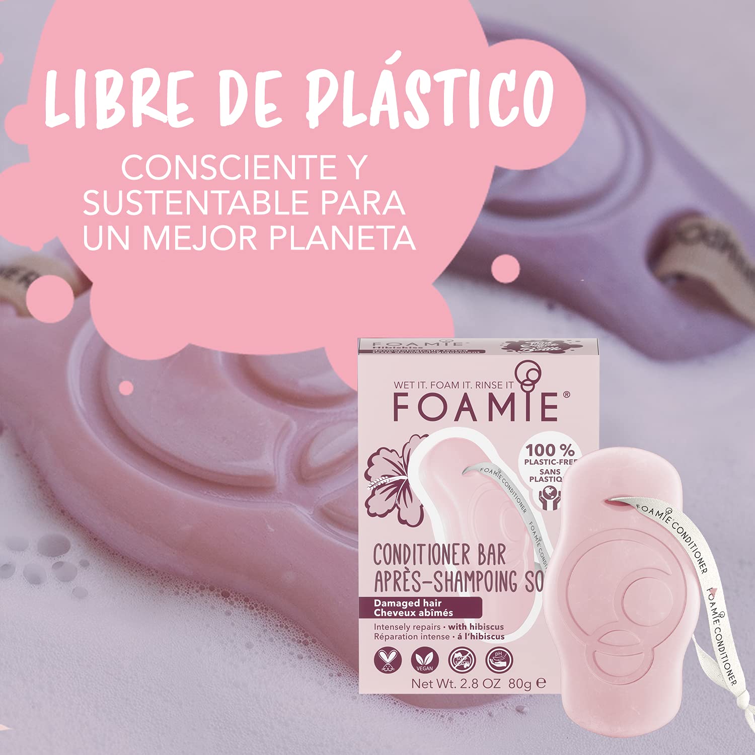 Foamie Hair Conditioner Bar for Damaged Hair, Plastic Free, 80g