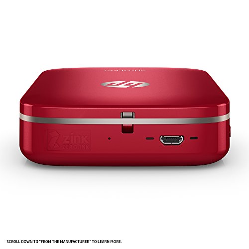 HP Sprocket Portable Photo Printer, Print Social Media Photos on 2x3" Sticky-Backed Paper - Red (Z3Z93A)