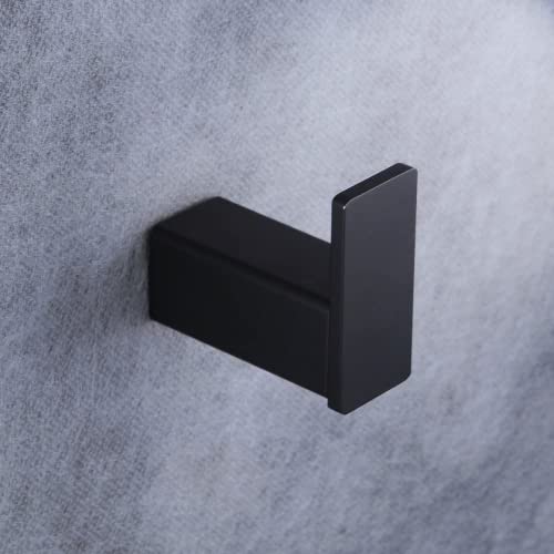 Beelee Black Towel Hooks for Bathroom 4-Pack Wall Hooks Robe Hooks,SUS 304 Stainless Steel Clothes Hooks for Bathroom,Living Room and Kitchen,BA8506B-4P