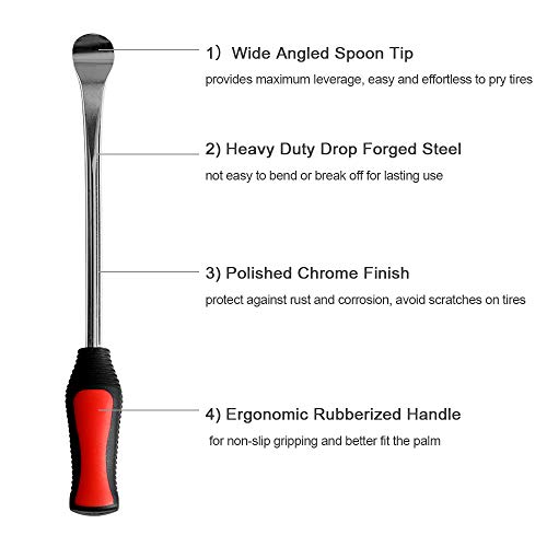 ASOOLL 11.5" ππ’π«π ππ©π¨π¨π§π¬ Motorcycle Tire Changer Tools Bike Tire Iron Levers Repair Kit with 3 Pcs Rim Protectors