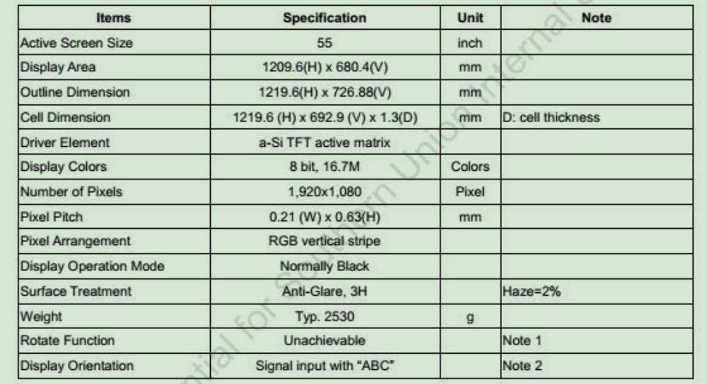 SANZAMELIN 55 inch 1920 * 1080 TFT LCD Module Screen with LVDS Interface Display and IPS Viewing Angle Panel