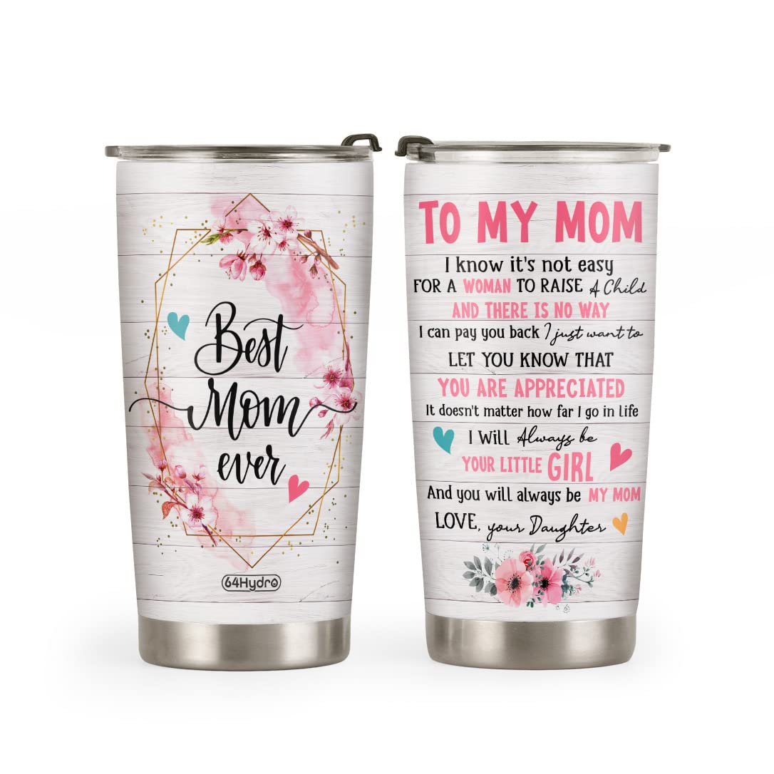 64HYDRO 20oz Birthday Gifts for Women, Mom, Friend Gifts for Women Birthday Unique Inspirational Gifts for Women - Best Mom To Mom Tumbler Cup with Lid, Double Wall Vacuum Insulated Travel Coffee Mug