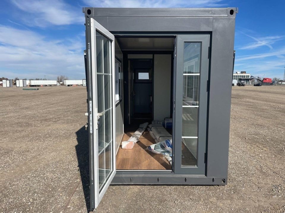 Portable Prefabricated Tiny Home 19x20ft, Mobile Expandable Plastic Prefab House for Hotel, Booth, Office, Guard House, Shop, Villa, Warehouse, Workshop (with Restroom)