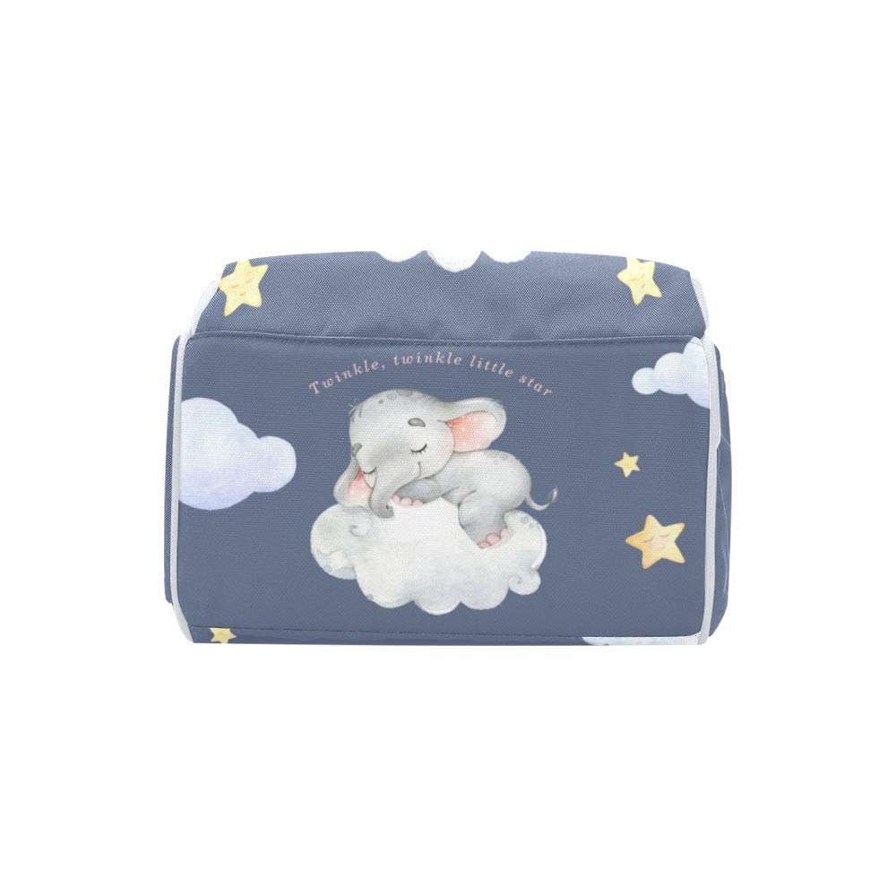 Yeshop Twinkle Star Elephant Personalized Diaper Bag Backpack Tote with Name,Custom Travel Nappy Mommy Bag Backpack for Baby Girl Boy Gift, 10.83 inches * 6.69 inches* 15 inches