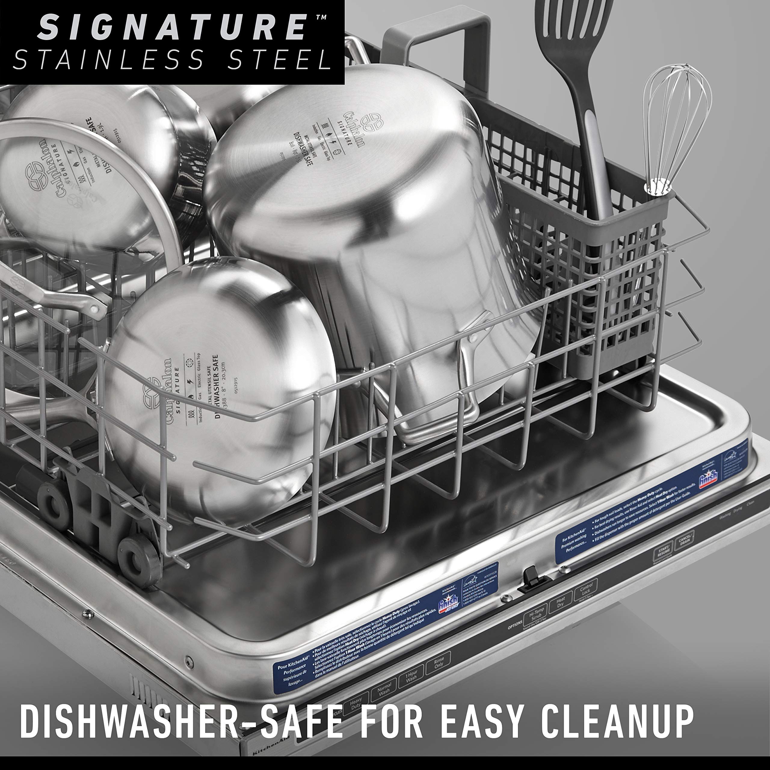 Calphalon 10-Piece Pots and Pans Set, Stainless Steel Kitchen Cookware with Stay-Cool Handles, Dishwasher Safe, Silver