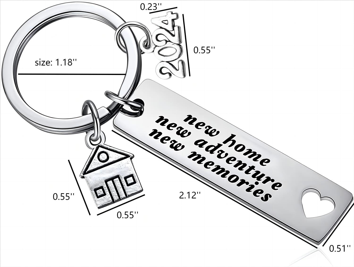 2024 New Home New Adventures New Memories Keychain Housewarming Gift for New Homeowners New House Keyring Moving In Together First Home Key Chain